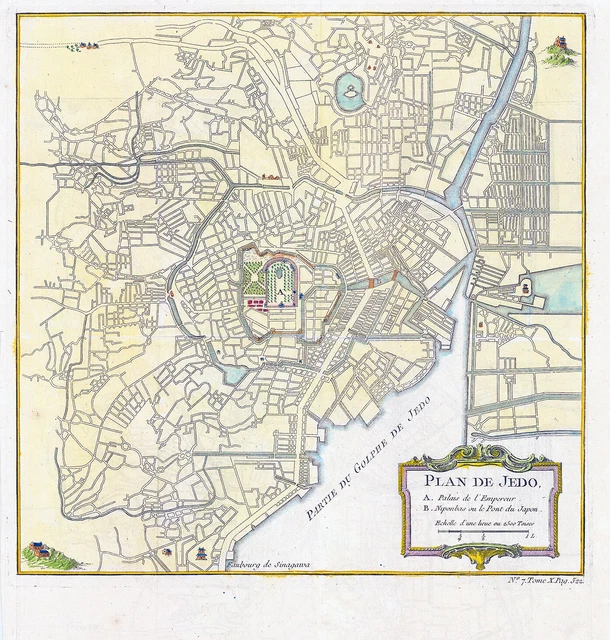 1749 PLAN DE JEDO Antique Map/Plan of TOKYO Japan by Bellin (LM36i) £ ...