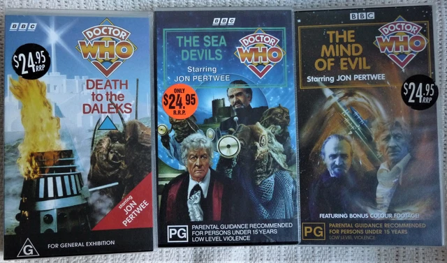 DOCTOR WHO JON Pertwee VHS Video Tapes x 3 Daleks, Sea Devils, Mind of Evil EUR 36,74 - PicClick FR