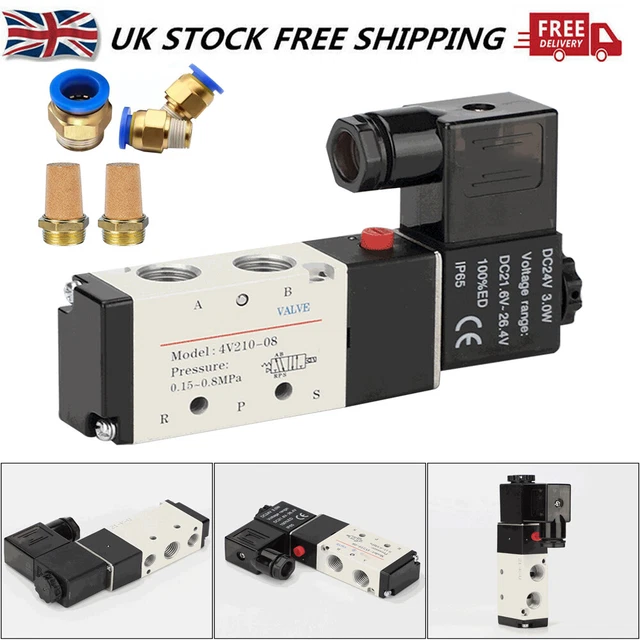 PNEUMATIC CYLINDER LINEAR Actuator Kit-4V210-08 Solenoid Valve Air ...