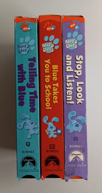 BLUES CLUES VHS Lot of 3: Telling Time-Blue Takes U 2 School-Stop Look ...