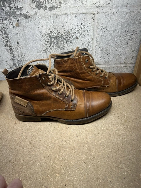 BULL BOXER DELDEN Brown Leather Cap Toe Ankle Boots Men's Sz 10/ 43 ...