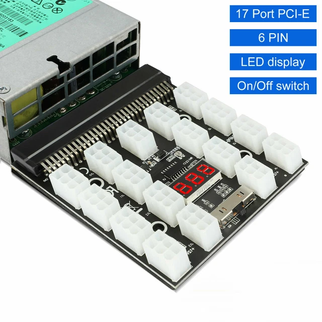 PCI-E 17X6PIN SERVER Power Supply Breakout Board Adapter 1200W for HP GPU Mining EUR 10,02 ...