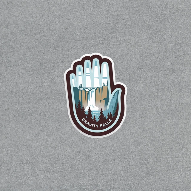 GRAVITY FALLS HAND Wilderness Adventure Waterfall Vinyl Sticker Decal ...