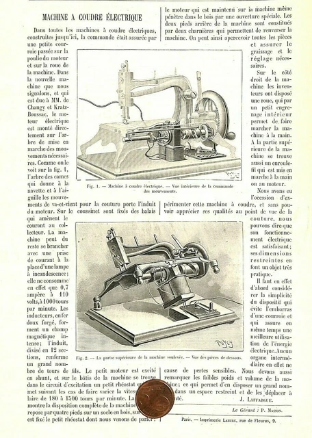 LA MACHINE A Coudre Electrique / Sewing Machine / Adp Par J. Laffargue ...