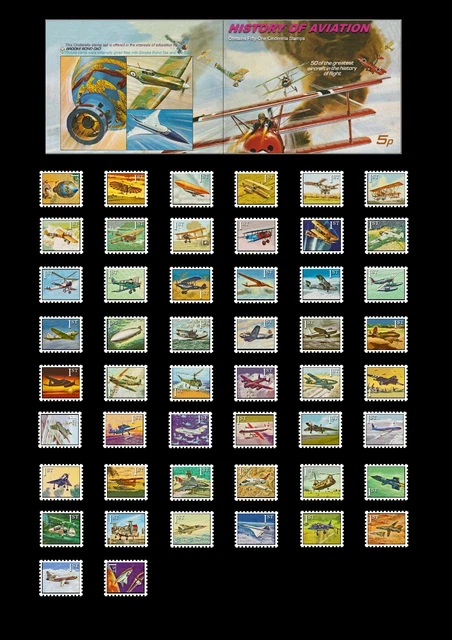 HISTORY OF AVIATION (Brooke Bond Type) Cinderella Stamp Set (Ver 2) £3. ...