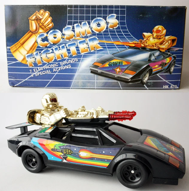RARE VINTAGE 80'S Robot Cosmos Fighter 14" Lamborghini Space Toy Hk 617 ...