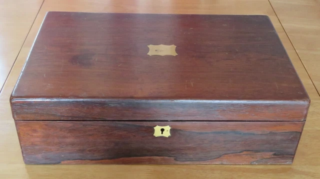 OAK WOOD VINTAGE Victorian antique large writing stationary box £125.00 ...