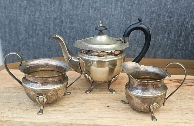 ANTIQUE RAENO SILVER Plate Co Ltd Art Deco Style Tea Pot, Milk Jug ...