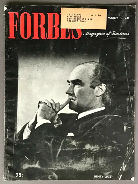 HENRY LUCE COVER Forbes: Magazine of Business Vol. 61, No. 5 March 1 ...
