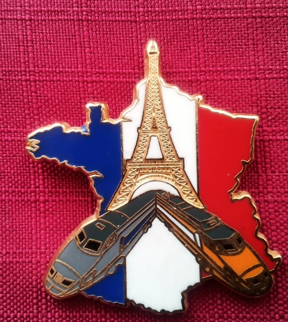 PINS FRANCE HABS TGV Eiffel Tower Train SNCF Gold Fine Gold 4cm by 3cm ...
