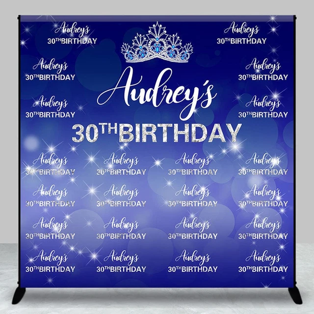 CUSTOM BLUE GLITTER Crown Repeat Birthday Backdrop $35.97 - PicClick AU