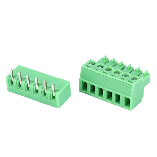 10 PAIRS 6-PIN Screw Terminal Block 15EDG 3.81mm Pitch Male Female ...