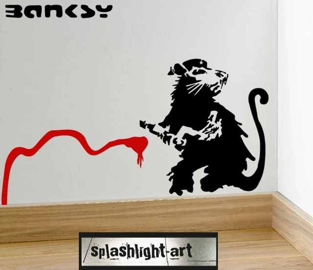 BANKSY (S) DRAW the Line Rat Skirting Board vinyl wall Decal sticker ...