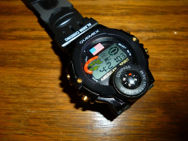 VINTAGE QUEMEX American Spirit 30m Digital Watch New In Box £9.99 ...