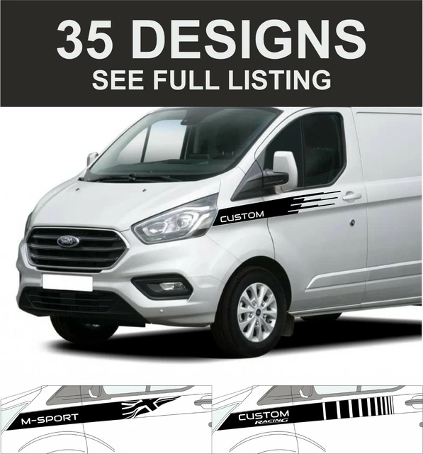 FORD TRANSIT CUSTOM Sport Vinyl Checkered Side Stripes Graphics Racing ...