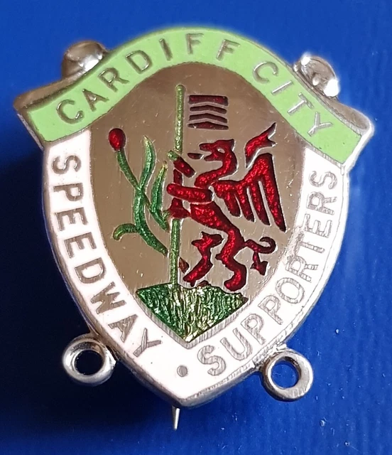 CARDIFF DRAGONS SPEEDWAY Badge 1952 (Chrome) Gladman & Norman Tenby St ...