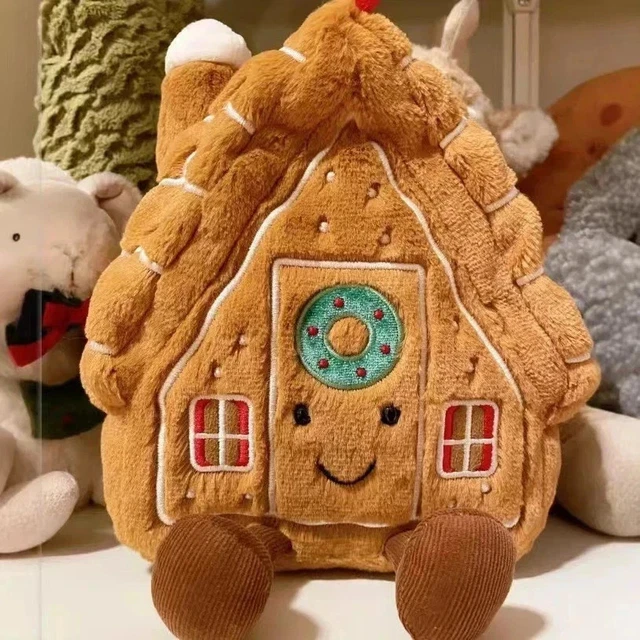 JELLYCAT AMUSEABLE GINGERBREAD House Christmas Doll Toy Retired Tag ...