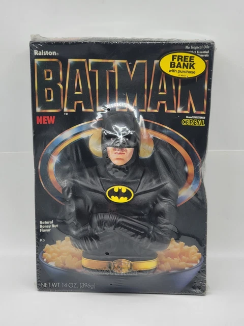 VINTAGE 1989 RALSTON DC Michael Keaton Batman Cereal With Coin Bank ...