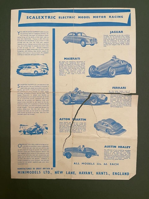 SCALEXTRIC 1950S RARE Tinplate Leaflet (Pre-Catalogues) £17.66 ...