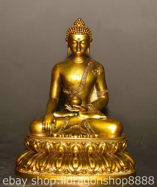 4 POUCES CUIVRE bouddhiste chinois assis lotus shakyamuni amitabha sculpture EUR 478,80 ...