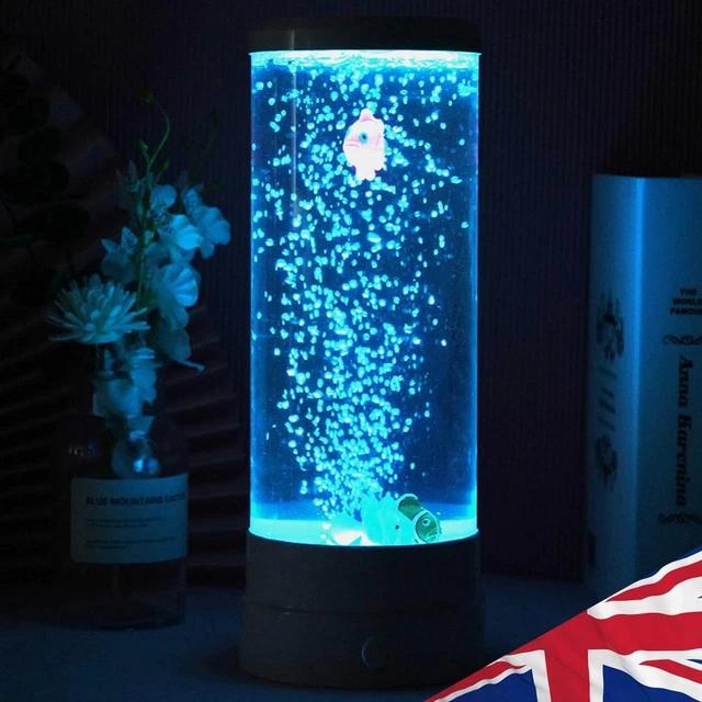 SENSORY BUBBLE TUBE Lamp Colorful LED Bubble Fish Lava Lamp Battery/USB ...
