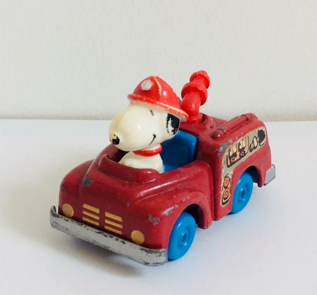 VINTAGE SNOOPY INTER-TRAD-TEC Fire Engine Truck Car Toy Diecast Red ...