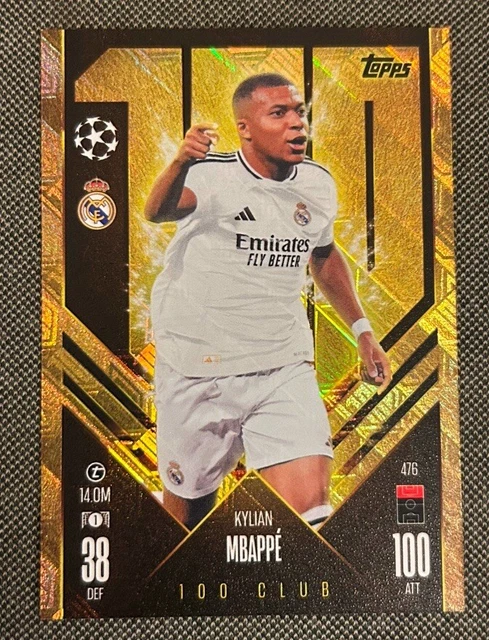 TOPPS MATCH ATTAX 2024/25 2025 Kylian Mbappe Real Madrid 100 Club Foil ...