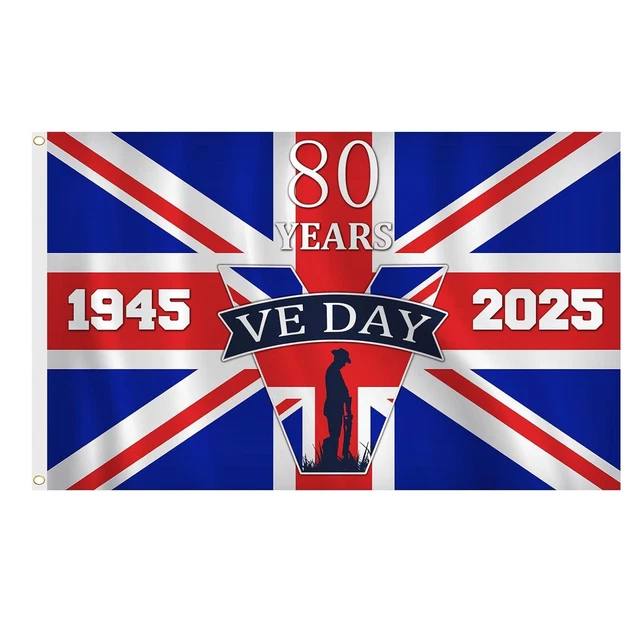 VE DAY 80TH Anniversary Flag 2025 5ft X 3ft VE Day 80th Anniversary ...