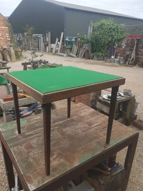 VINTAGE ANTIQUE VONO Wooden Folding Games Card Table Green Baize Top £ ...
