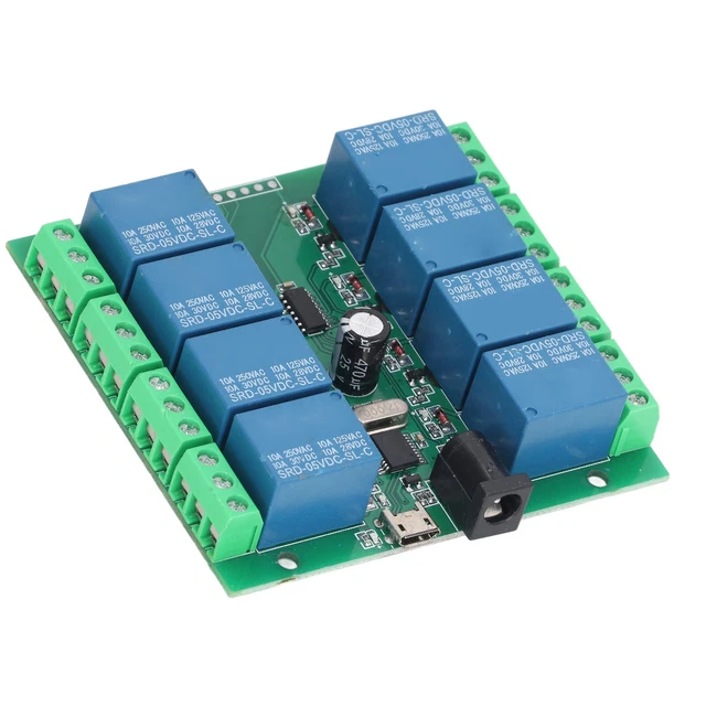 8 CHANNEL RELAY Module Overcurrent Protection Intelligent Control USB ...