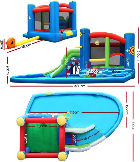 JUMPING CASTLE, INFLATABLE Pool Water Slide Kids Bouncy Castles Waters ...