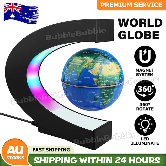 MAGNETIC LEVITATING FLOATING Rotating Globe World Map LED Lamp Light ...