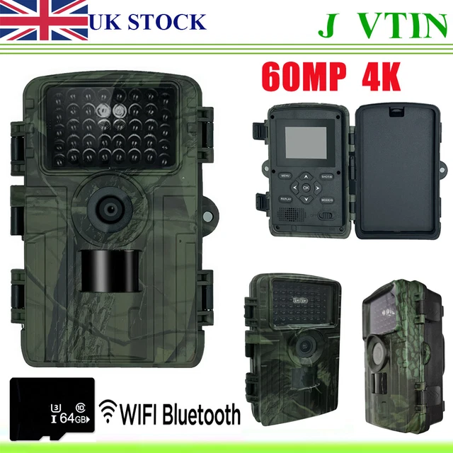 60MP TRAIL PIR Wildlife Camera Trap 4K HD Hunting Cam Night Vision ...