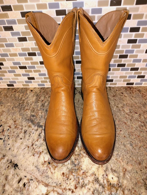EUC TECOVAS (EARL) Tan Goat Leather Roper/Cowboy Boots - US Size 9 1/2 ...