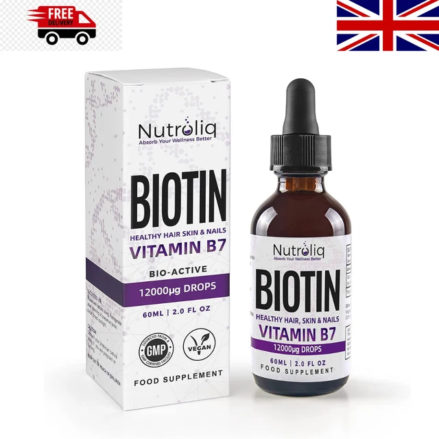 NUTROLIQ BIOTIN LIQUID Drops - Vegan Vitamin B7 Dietary Supplement for ...