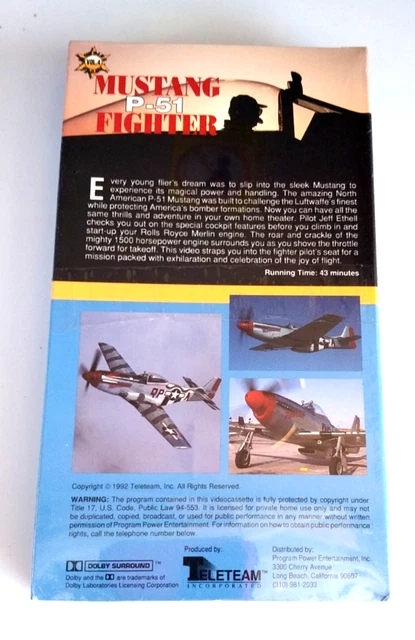 JEFF ETHELL ROARING Glory Warbirds: Mustang P-51 Fighter (VHS, 1992 ...