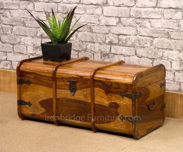 SOLID WOOD INDIAN Sheesham Jali Mariners Chest Storage Trunk Blanket ...