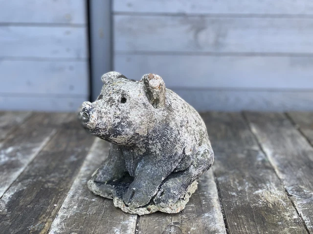 ANTIQUE 40S STONE small garden patio Pig statue. EUR 71,38 - PicClick DE