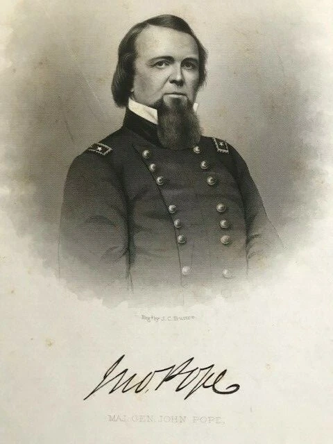 VINTAGE CIVIL WAR Engraving of Union Major General John Pope, US Army £ ...