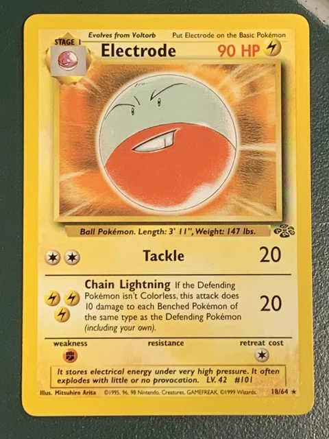 ELECTRODE 18/64 RARE Jungle Unlimited Pokemon TCG Card NM 1999 Vintage ...