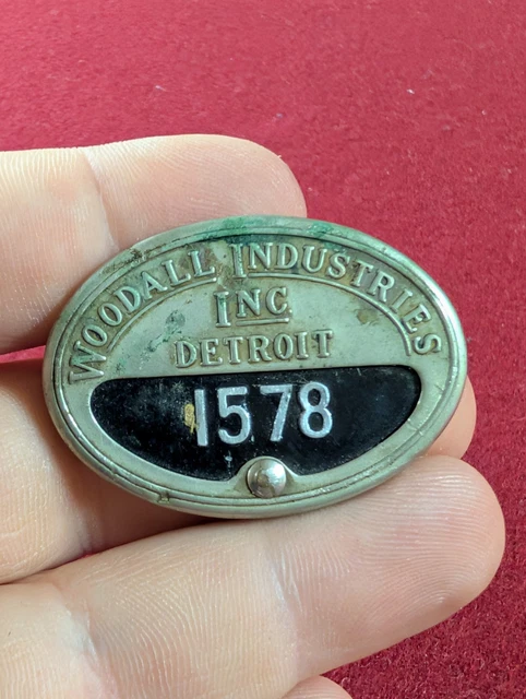 VINTAGE WOODALL INDUSTRIES INC Employee Badge Detroit Michigan MI Pin ...