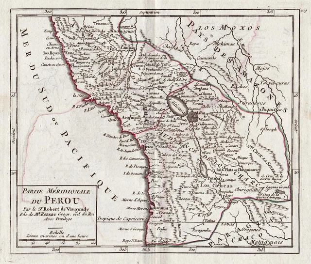 PERU PERU SOUTH America Amerique du Sud map Karte Robert de Vaugondy ...