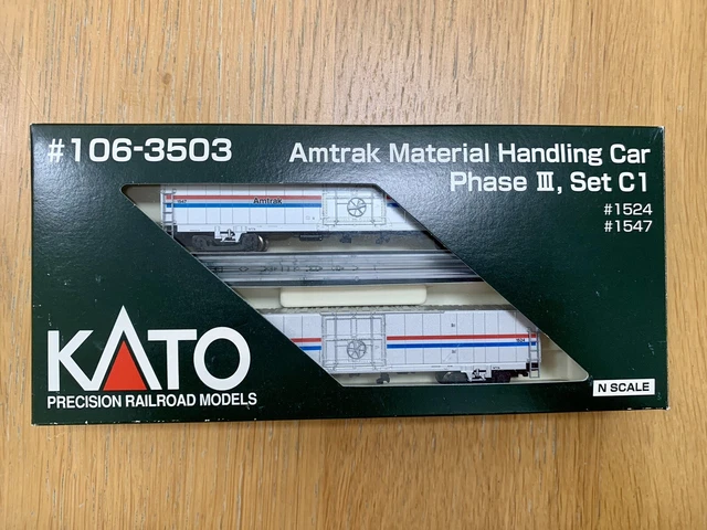 KATO 106-3503 AMTRAK material handing car phase III set C1 £55.00 ...