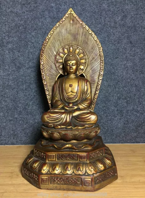 14 &CHINE ANCIEN bouddhiste statue de bouddha en cuivre pur Lotus Shakyamuni EUR 478,80 ...