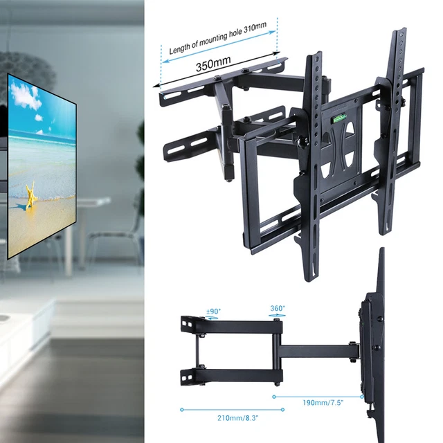 FLEXIBLE DOUBLE ARM Full Motion Cantilever TV Wall Bracket Mount for ...