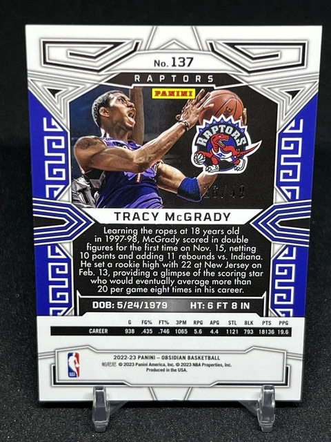 2022-23 PANINI OBSIDIAN Tracy McGrady #137 Purple /49 Raptors Color ...