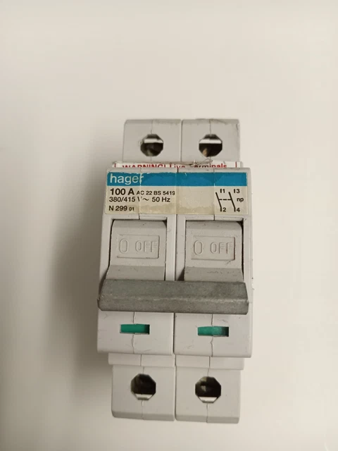 HAGER 100 AMP Double Pole Main Switch Disconnector N299 01 $8.16 - PicClick
