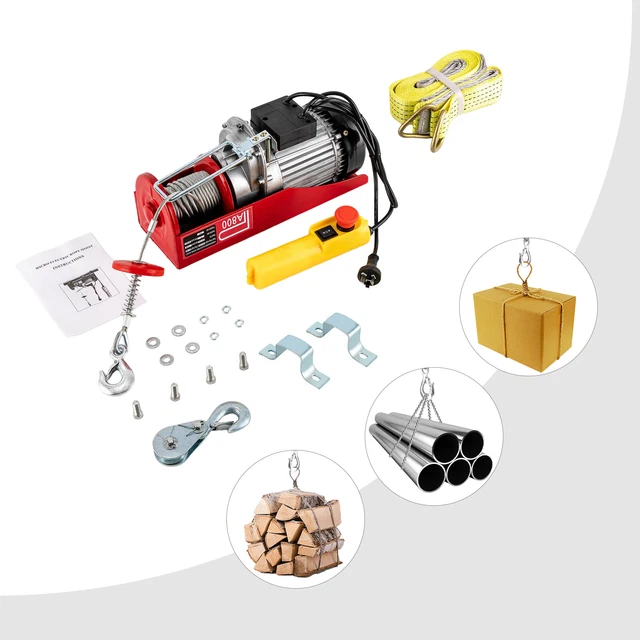 800KG ELECTRIC HOIST Winch Rope Tool Gantry Crane Garage Chain Lifting ...