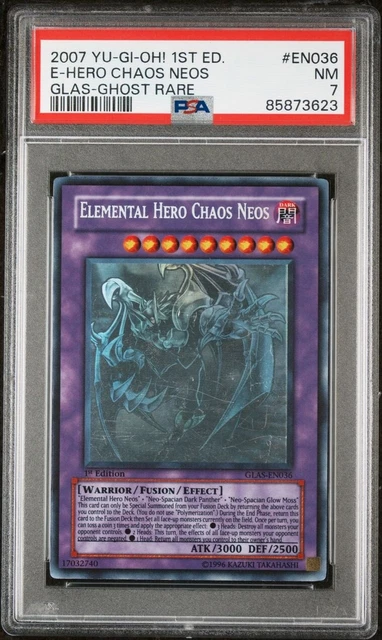 PSA 7 NEUF - Elemental Hero Chaos Neos GLAS-EN036 1ère Edition Ghost Rare YuGiOh EUR 309,24 ...
