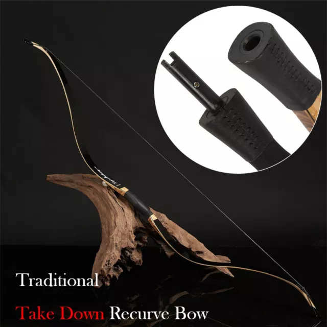 52& ARCHERY TRADITIONAL Longbow Take-down Recurve Bow for Youth& Adult ...